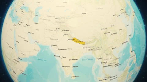 Nepal Map On Earth Globe - Flat Style | Stock Video | Pond5