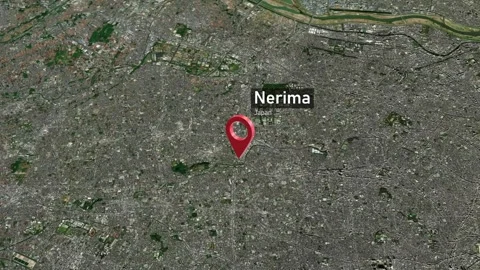 Nerima City Map Zoom (Japan) from Space ... | Stock Video | Pond5
