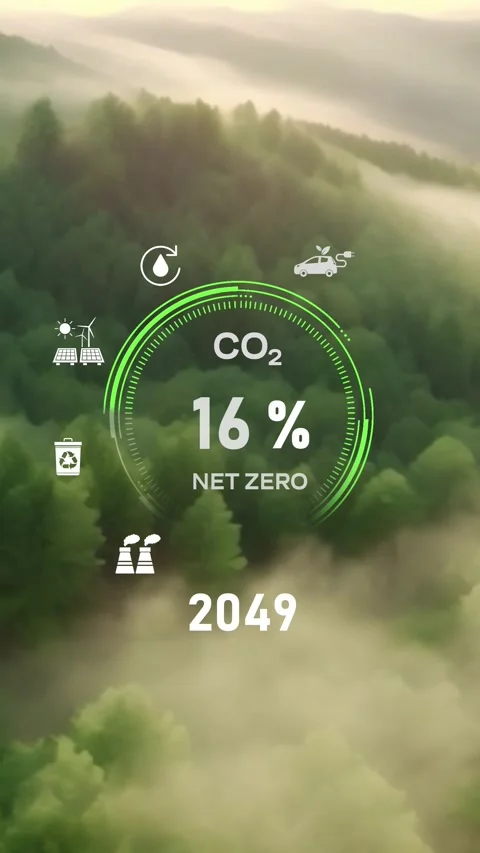 Net Zero Emission concept.Digital dashbo... | Stock Video | Pond5