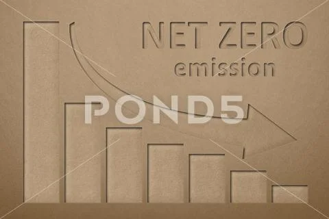 Net zero emissions. 3D image of CO2 emission reduction up to 2050 ...