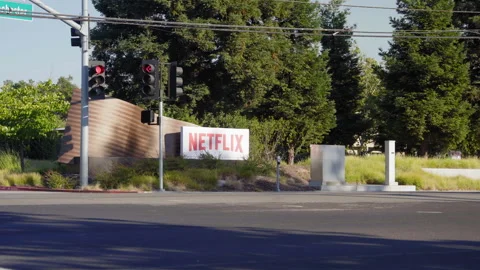 Netflix sign as seen from across the str... | Stock Video | Pond5