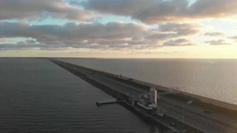 Netherlands Holland Major Dam Causeway A... | Stock Video | Pond5