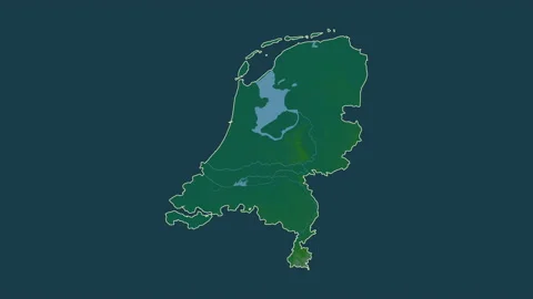 Netherlands map - cartoon. Border. Physi... | Stock Video | Pond5