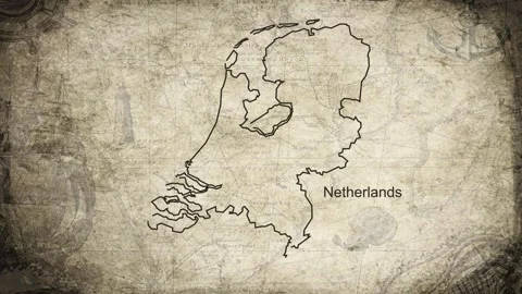 Netherlands map drawn on a cartography b... | Stock Video | Pond5