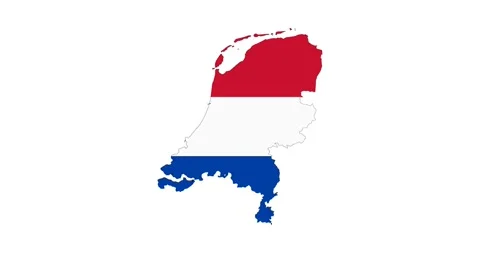 Netherlands outline map animation with f... | Stock Video | Pond5