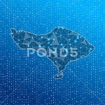 Network map of Bali. island digital connections map. Technology ...