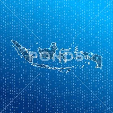 Network map of Indonesia. Country digital connections map. Technology ...