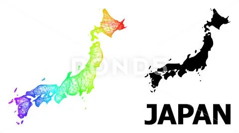 Network Map of Japan with Spectrum Gradient: Royalty Free #153709862