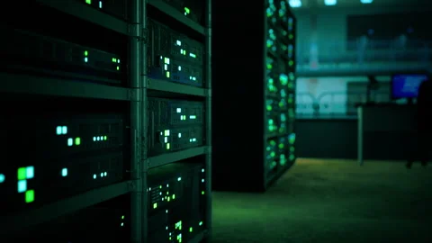 network server room with servers running... | Stock Video | Pond5