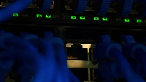 Network Switch Lights and Cables 4K | Stock Video | Pond5