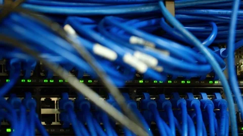 Network Switch Lights and Cables 4K | Stock Video | Pond5