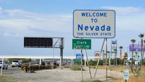 Nevada road signs, signage board - Calif... | Stock Video | Pond5