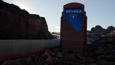 Nevada sign at the arch bridge over Colo... | Stock Video | Pond5
