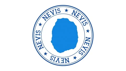 Nevis intro. Badge with the circular nam... | Stock Video | Pond5