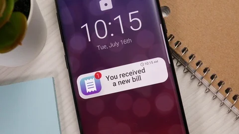 New Bill to Pay Notification on a Smartp... | Stock Video | Pond5