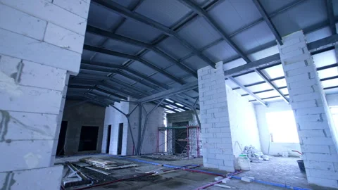 New bulkheads of white bricks built to s... | Stock Video | Pond5