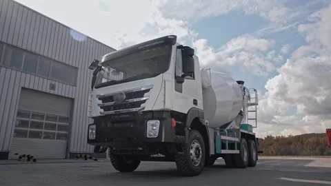 New clean concrete mixer truck moves aga... | Stock Video | Pond5