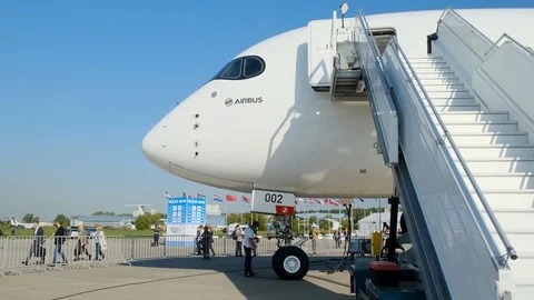 The new commercial widebody jet Airbus A... | Stock Video | Pond5