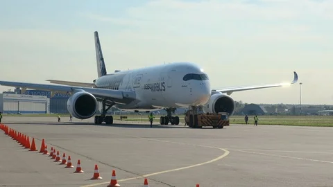 The new commercial widebody jet Airbus A... | Stock Video | Pond5