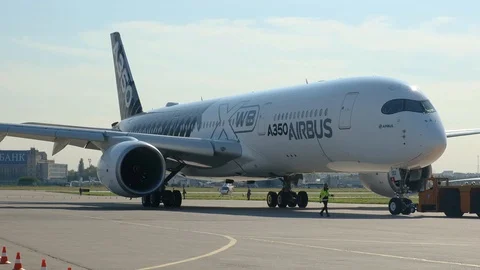 The new commercial widebody jet Airbus A... | Stock Video | Pond5
