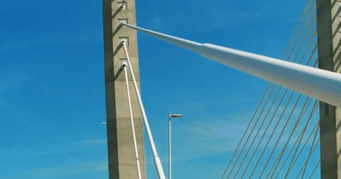 The New Goethals Bridge, plane crosses o... | Stock Video | Pond5