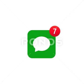 New Message Icon. Green button. Notification. Vector on isolated white ...