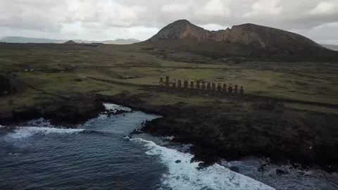 New moai statue discovered in a dry lake... | Stock Video | Pond5