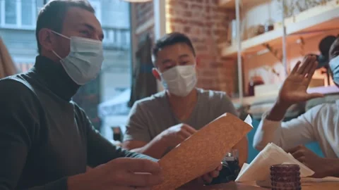 New normal. Friends gathering in modern ... | Stock Video | Pond5