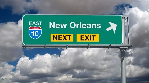 New Orleans 10 Freeway Exit Sign with Ti... | Stock Video | Pond5