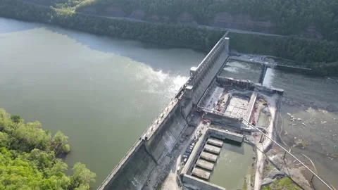 New River's Bluestone Dam construction | Stock Video | Pond5