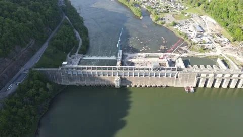 New River's Bluestone Dam exposing mount... | Stock Video | Pond5