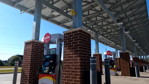New Sprint gas station building pan arou... | Stock Video | Pond5