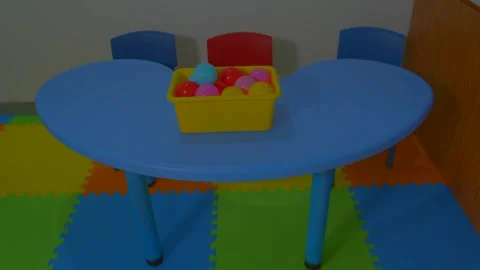 new table Daycare creche setup without k... | Stock Video | Pond5