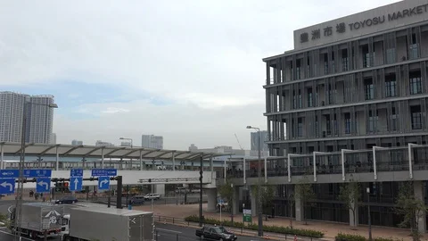 New Toyosu fish market complex with the ... | Stock Video | Pond5