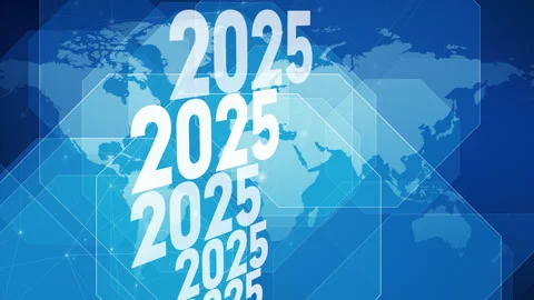 New year 2025 world map modern calendar ... | Stock Video | Pond5