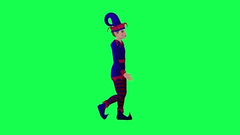 New Year's elf in red blue dress walking... | Stock Video | Pond5