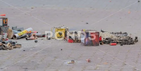 Photograph: New Year's Eve fireworks garbage after the New Year's Eve ...