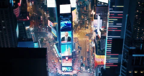 New York Aerial Times Square with VFX Sc... | Stock Video | Pond5