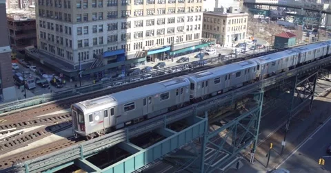 New York City Aerial Subway outside movi... | Stock Video | Pond5