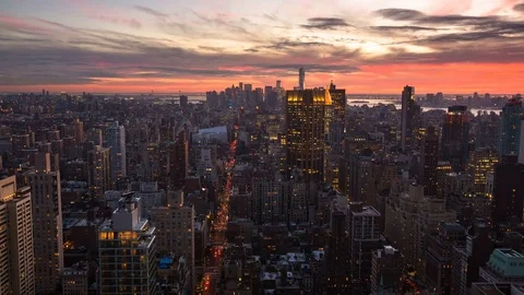 New York City - Midtown Manhattan Sunset... | Stock Video | Pond5