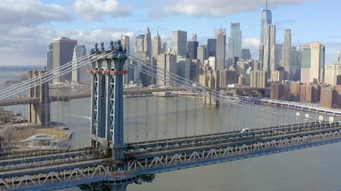 New York City skyline aerial drone Manha... | Stock Video | Pond5