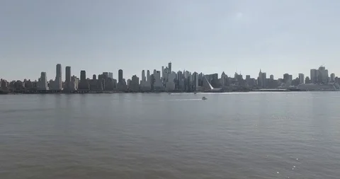 New York City Skyline Over Water - Movin... | Stock Video | Pond5