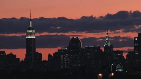 Nyc Skyline Sunset Stock Video Footage | Royalty Free Nyc Skyline Sunset Videos | Pond5