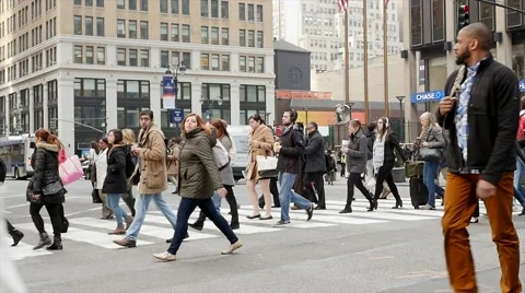 new york city street view. people crossi... | Stock Video | Pond5