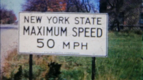 New York State speed limit sign on side ... | Stock Video | Pond5