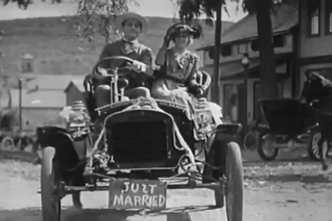 Newlyweds in early Ford Model T car 1934... | Stock Video | Pond5