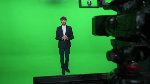 News anchor at work, man reporter looks ... | Stock Video | Pond5