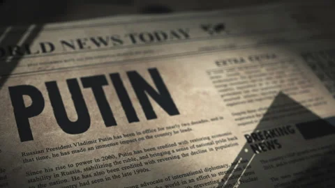 News article about Vladimir Putin in old... | Stock Video | Pond5