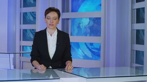 News reporter talking in studio. | Stock Video | Pond5