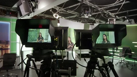 News Studio Anchor Reporting on the Even... | Stock Video | Pond5